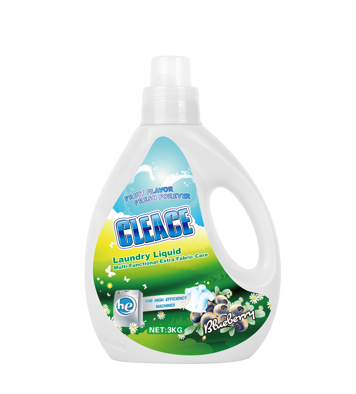 Cleace Multi-F Laundry Liquid Blue Berry 3Kgs. 1/4 — P3, Paper Plastic ...